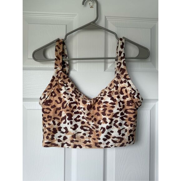 aerie | Swim | Aerie Bathing Suit Bikini Scoop Top Large Womens Cheetah ...